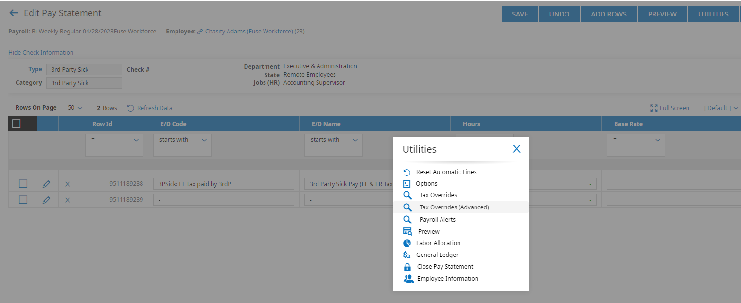 Payroll Adjustments for Third-Party Sick Pay Amounts